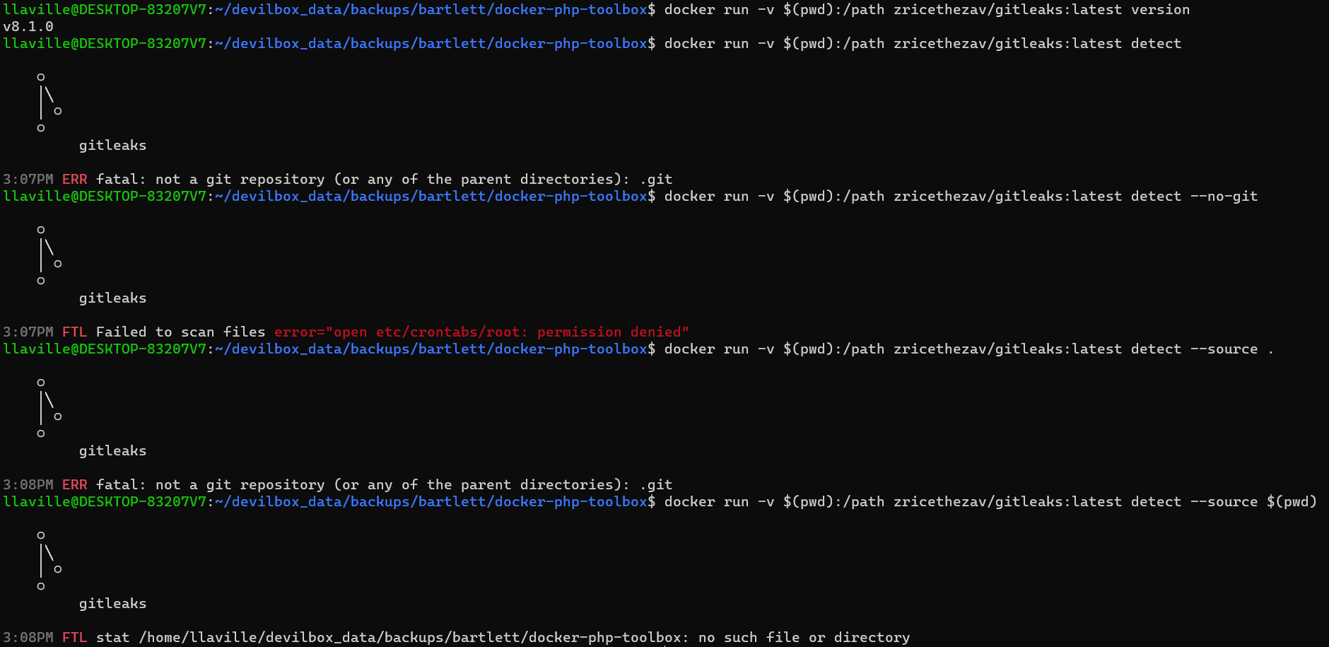 [v8 1] Unable To Scan Source Path · Issue 738 · Gitleaks Gitleaks · Github