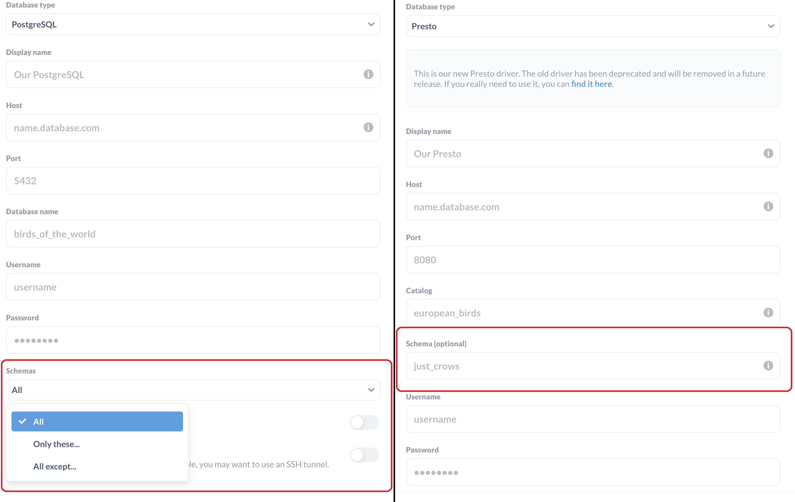Presto driver supports schema filter · Issue #25155 · metabase/metabase · GitHub