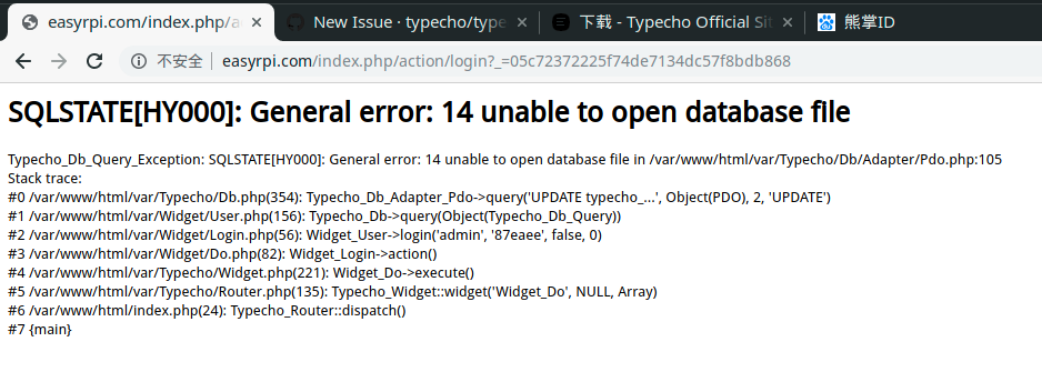 无法访问后台页面 · Issue #870 · typecho/typecho · GitHub