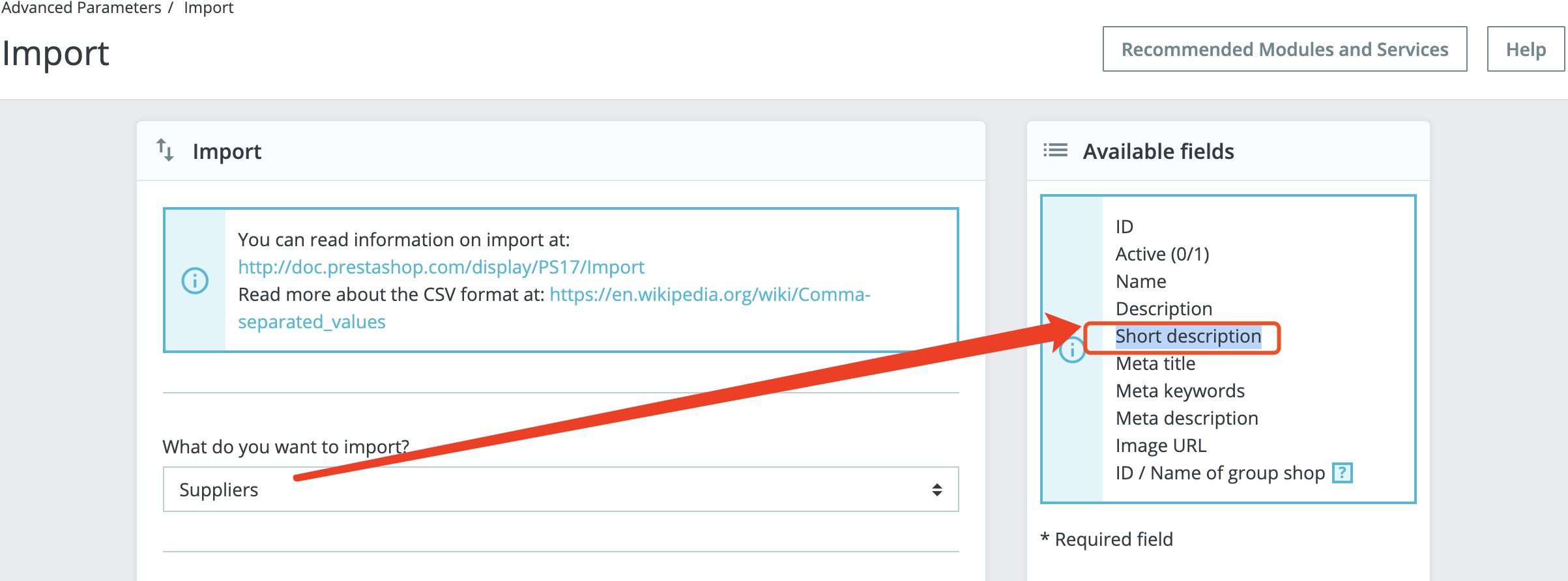 Suppliers import missing [short_description] field issues · Issue #20834 · PrestaShop/PrestaShop ...
