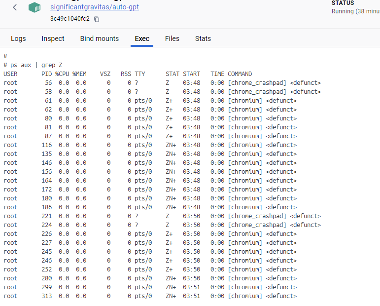 AutoGPT for the Windows WSL2 Docker produce zombie processes each time web search executed ...