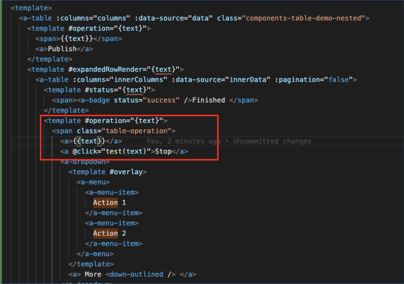 嵌套子表格中无法通过 #operation="{text}" 拿到 text 数据 · Issue #3367 · vueComponent/ant-design-vue · GitHub