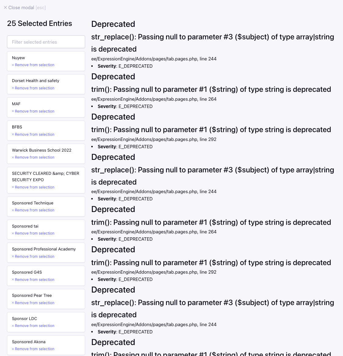 Bulk Edit - 'Deprecated' errors · Issue #3402 · ExpressionEngine/ExpressionEngine · GitHub