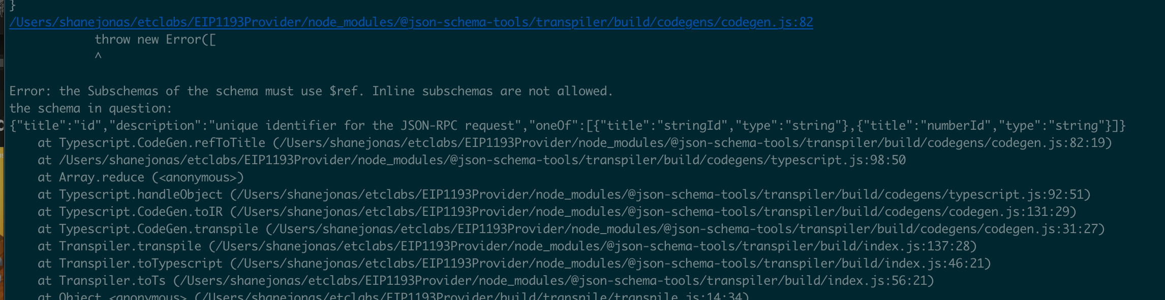 Error Inline Subschemas Are Not Allowed Issue 96 Json schema 