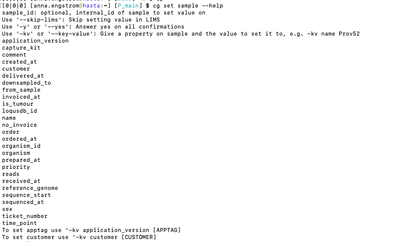cg set sample -kv application_version fails for LIMS · Issue #835 · Clinical-Genomics/cg · GitHub