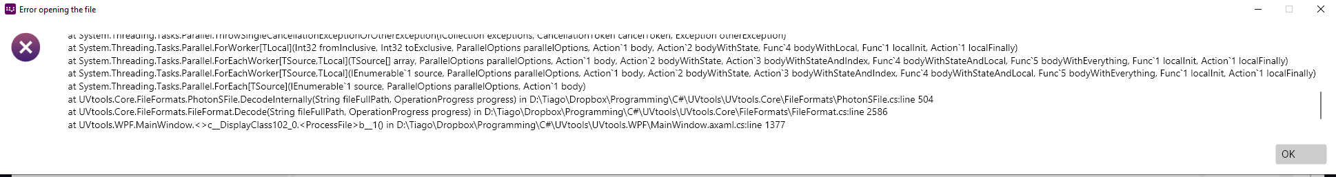 Error opening photons file - image ran shortly or off the end · Issue #344 · sn4k3/UVtools · GitHub