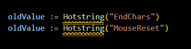 Hotstring("EndChars") & HotString("MouseReset") incorrectly flagged as void · Issue #408 · thqby ...