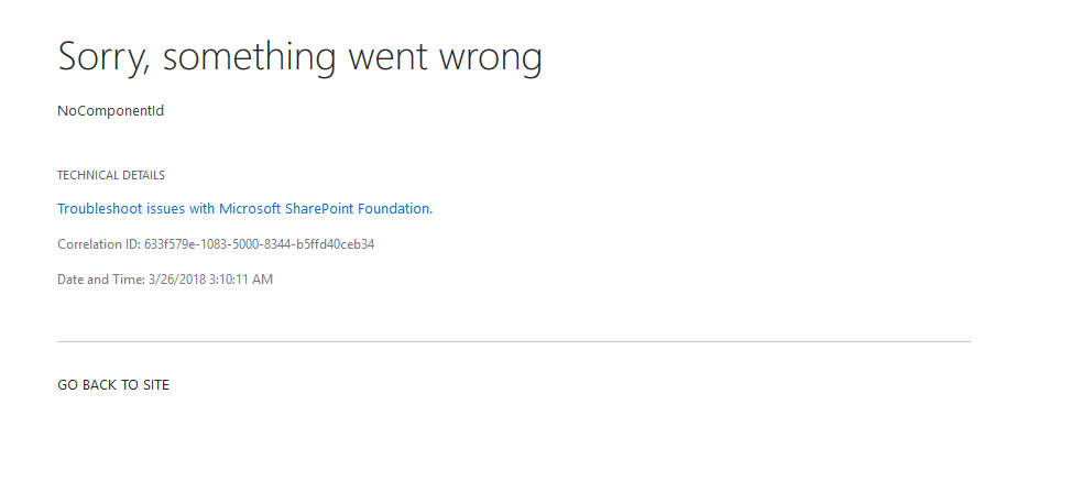 NoComponentId error · Issue #1537 · SharePoint/sp-dev-docs · GitHub