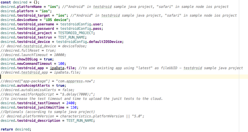 "You must include a platformName capability" Error while it's included ...