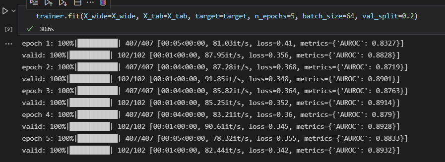 Computation of AUROC at the epoch end · Issue #79 · jrzaurin/pytorch-widedeep · GitHub