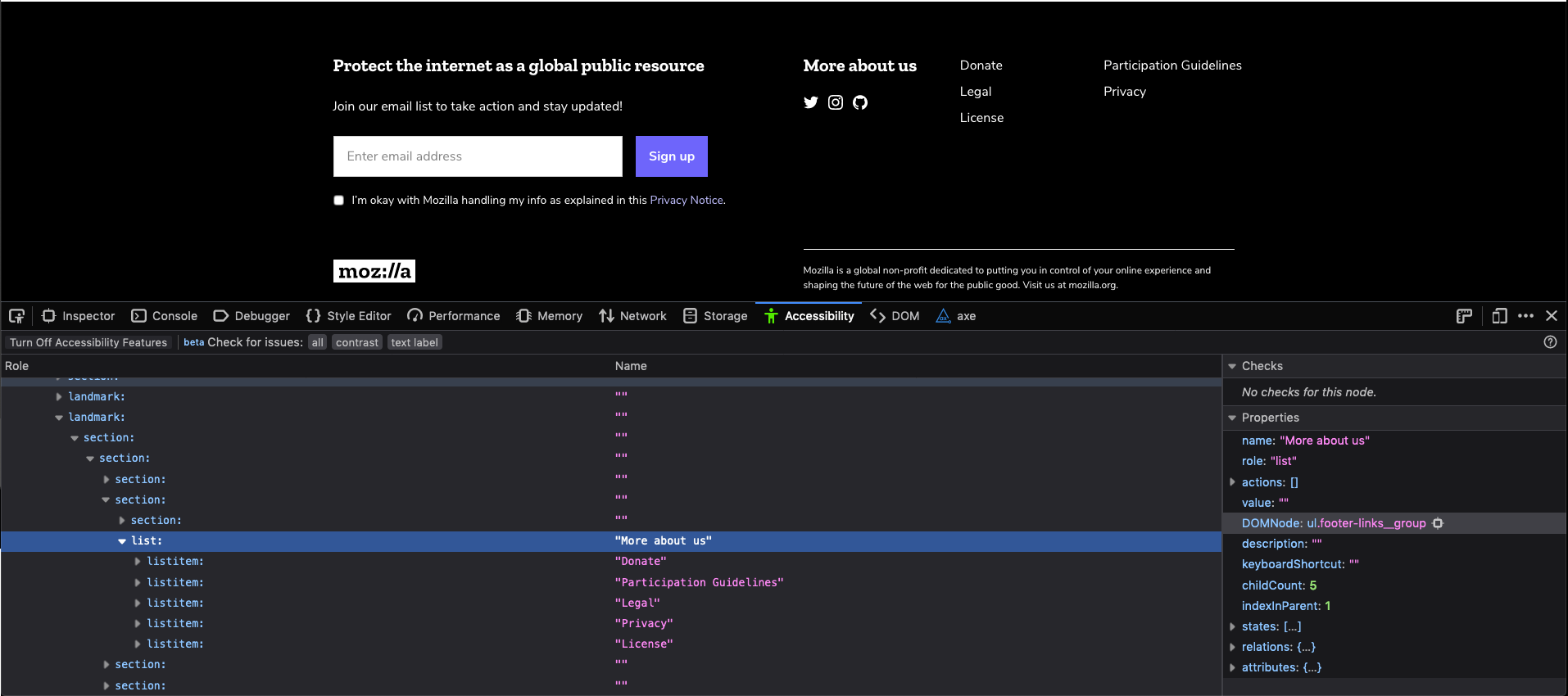 Fix footer links heading · Issue #342 · MozillaFoundation/donate-wagtail · GitHub