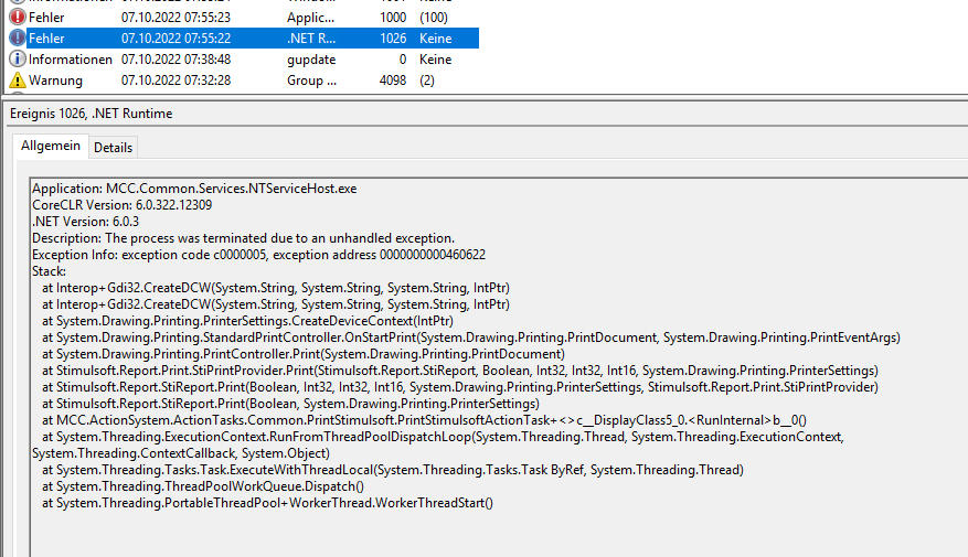 Exception Type Not Loged To Eventlog When A Exception Crashes The Application · Issue 76741