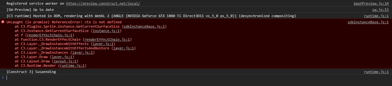 R202 Ctx Is Not Defined Error Preview Suspended · Issue 3911 · Scirraconstruct Bugs · Github 