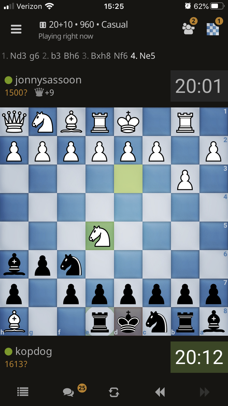 Chess960 castling onto a rook preview when move confirmation is on ...