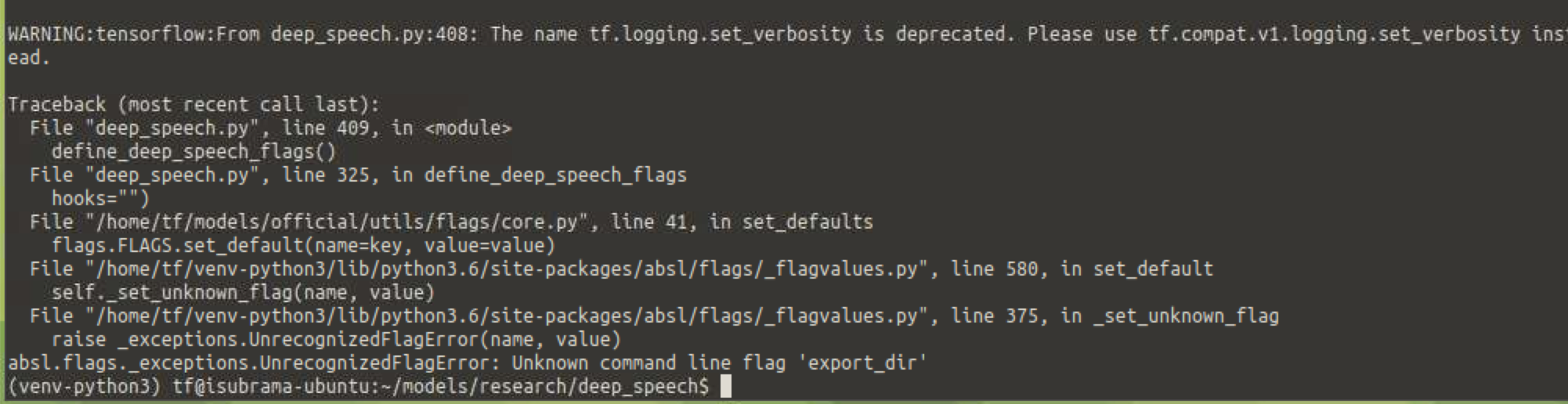deepspeech running issue · Issue #33007 · tensorflow/tensorflow · GitHub