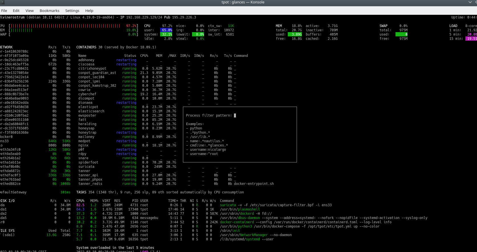 TPOT- docker containers always restarting · telekom-security tpotce · Discussion #1038 · GitHub