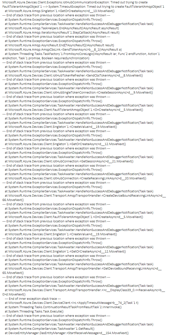 Timed Out Trying To Create Faulttolerantamqpobject`1 · Issue 337 · Azureazure Iot Sdk Csharp 5738