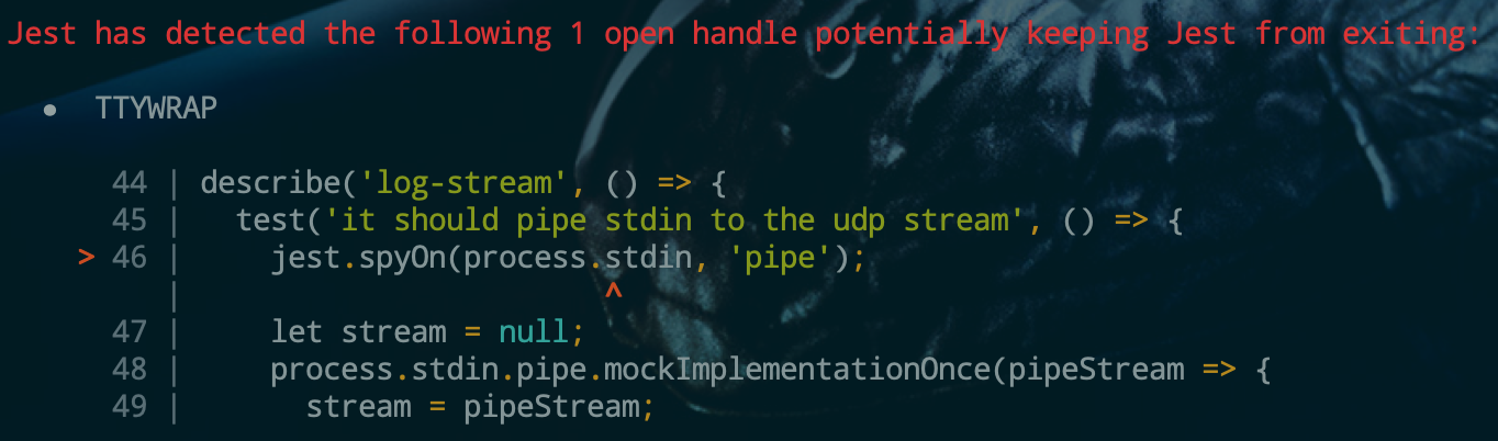 process.stdin causing --detectOpenHandles warning · Issue #7084 ... process.stdin causing --detectOpenHandles warning · Issue #7084 ...