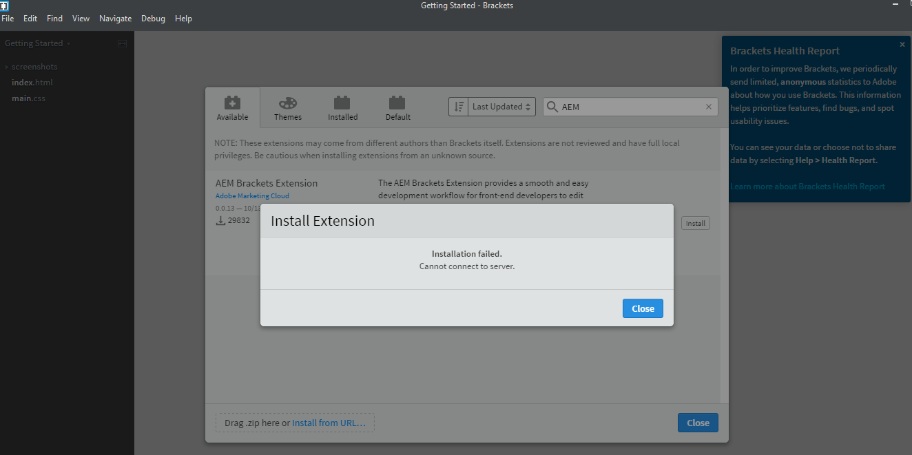Bracket Extension installation failed · Issue #14116 · adobe/brackets · GitHub