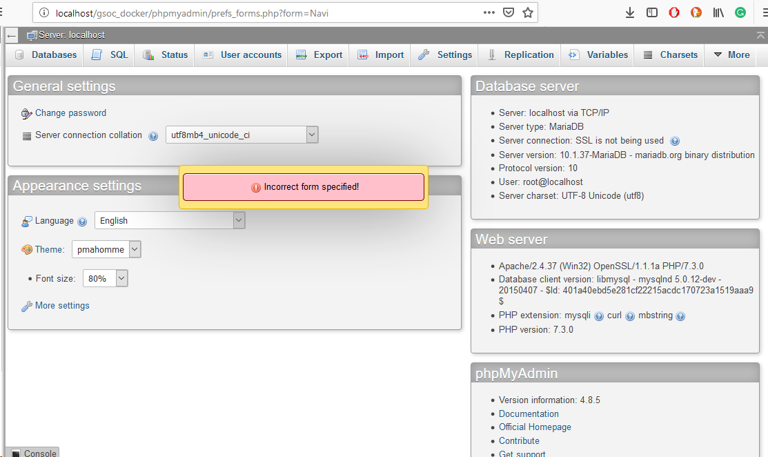 Error when I click "Go back page button" · Issue #15039 · phpmyadmin/phpmyadmin · GitHub
