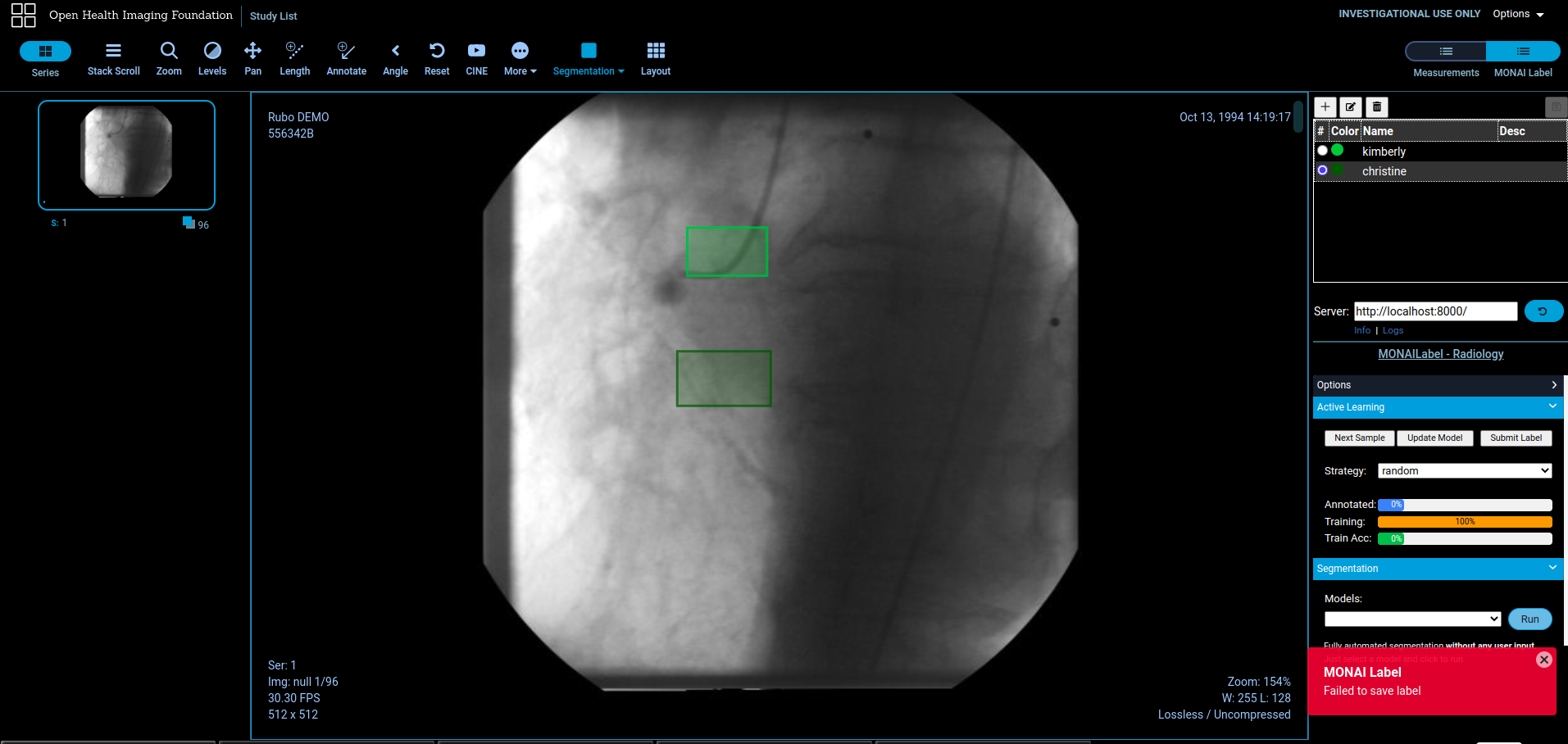 Failed to save label in OHIF Viewer - Detection task on 2D images ...
