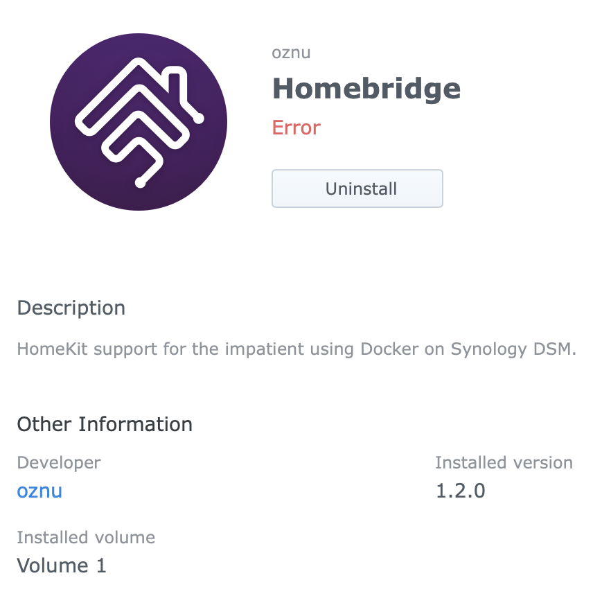 Synology Docker Package Center Error Message · Issue #2933 · homebridge/homebridge · GitHub
