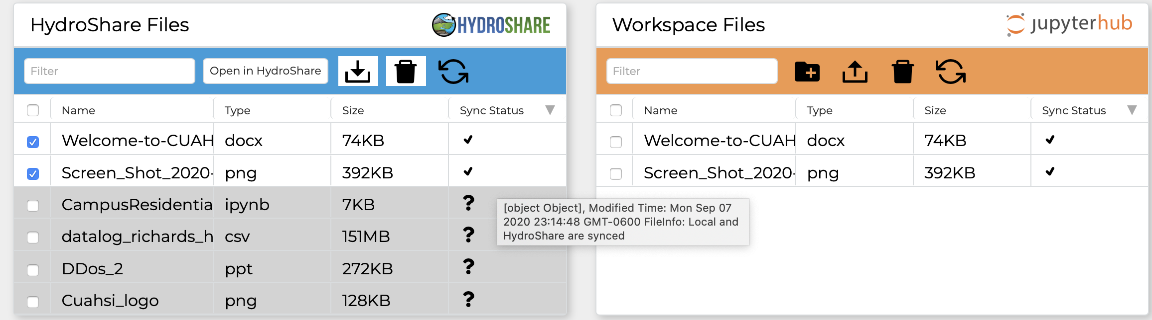 Hover shows additional field of "object" under Sync Status column · Issue #62 · hydroshare ...