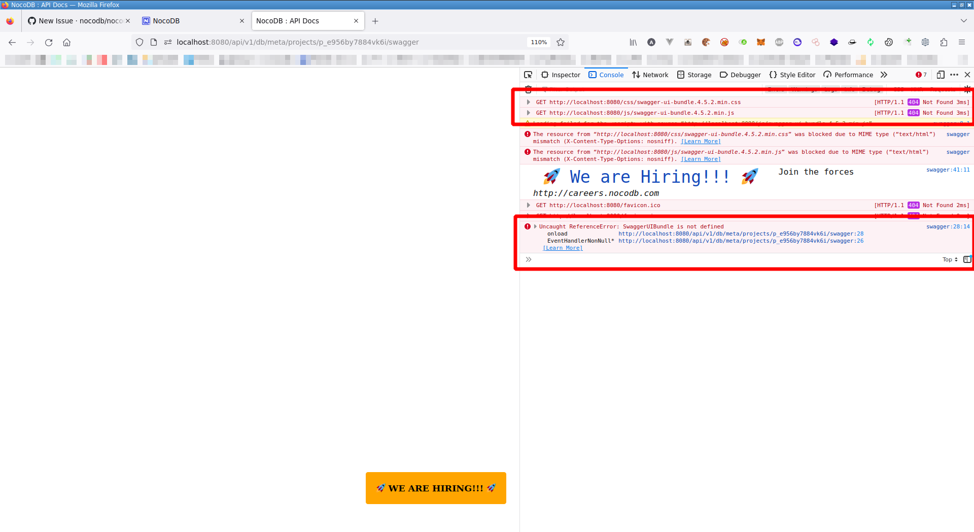 馃悰 Bug Swaggerui Not Working With Latest Release 路 Issue 5125 路 Nocodbnocodb 路 Github