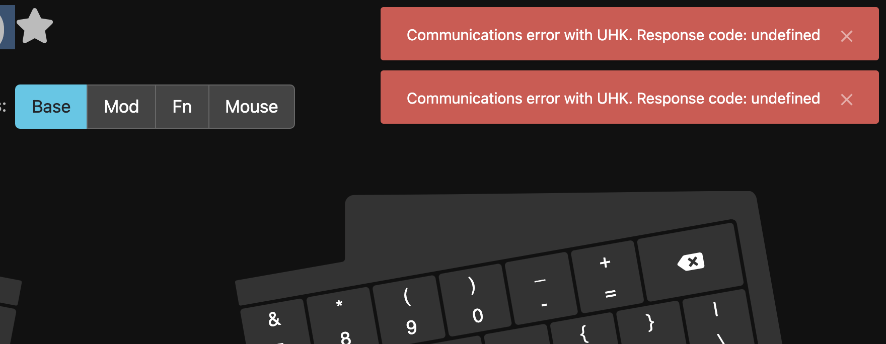 Communication with error with UHK. Response code: undefined · Issue #1685 ...