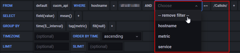 Influxdb Influxql Query Editor Tag Values With `` Or `` Break Tag Name Selector · Issue
