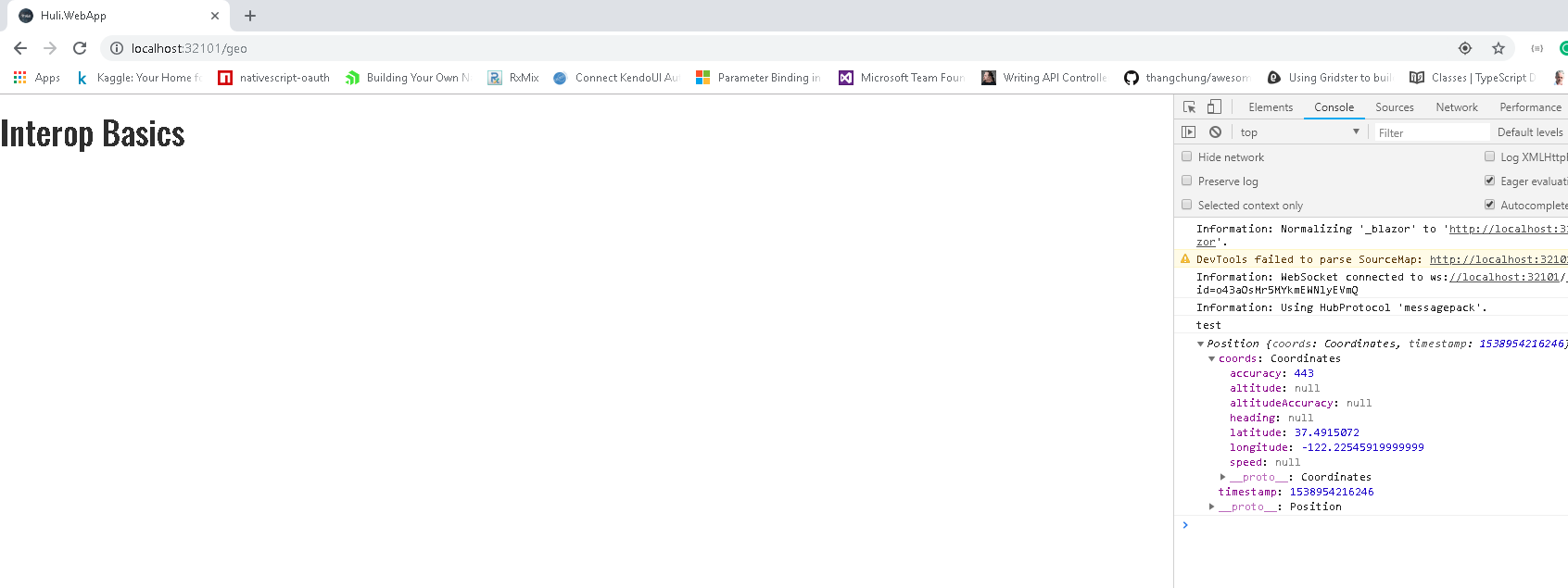 How to get back latitude and longitude from the browser to a view ...
