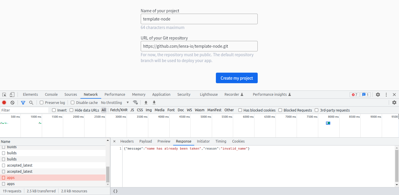 [Bug]: App name already taken error not shown on UI · Issue #62 · lenra ...