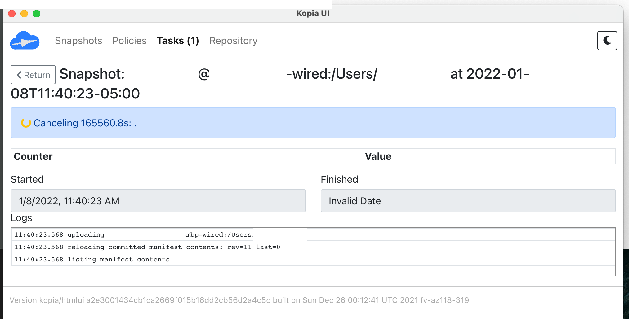 Snapshot task hangs on 2021 MBP · Issue #1650 · kopia/kopia · GitHub