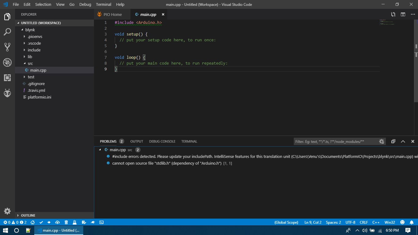 Include errors with IntelliSense with arduino · Issue #669 · platformio ...