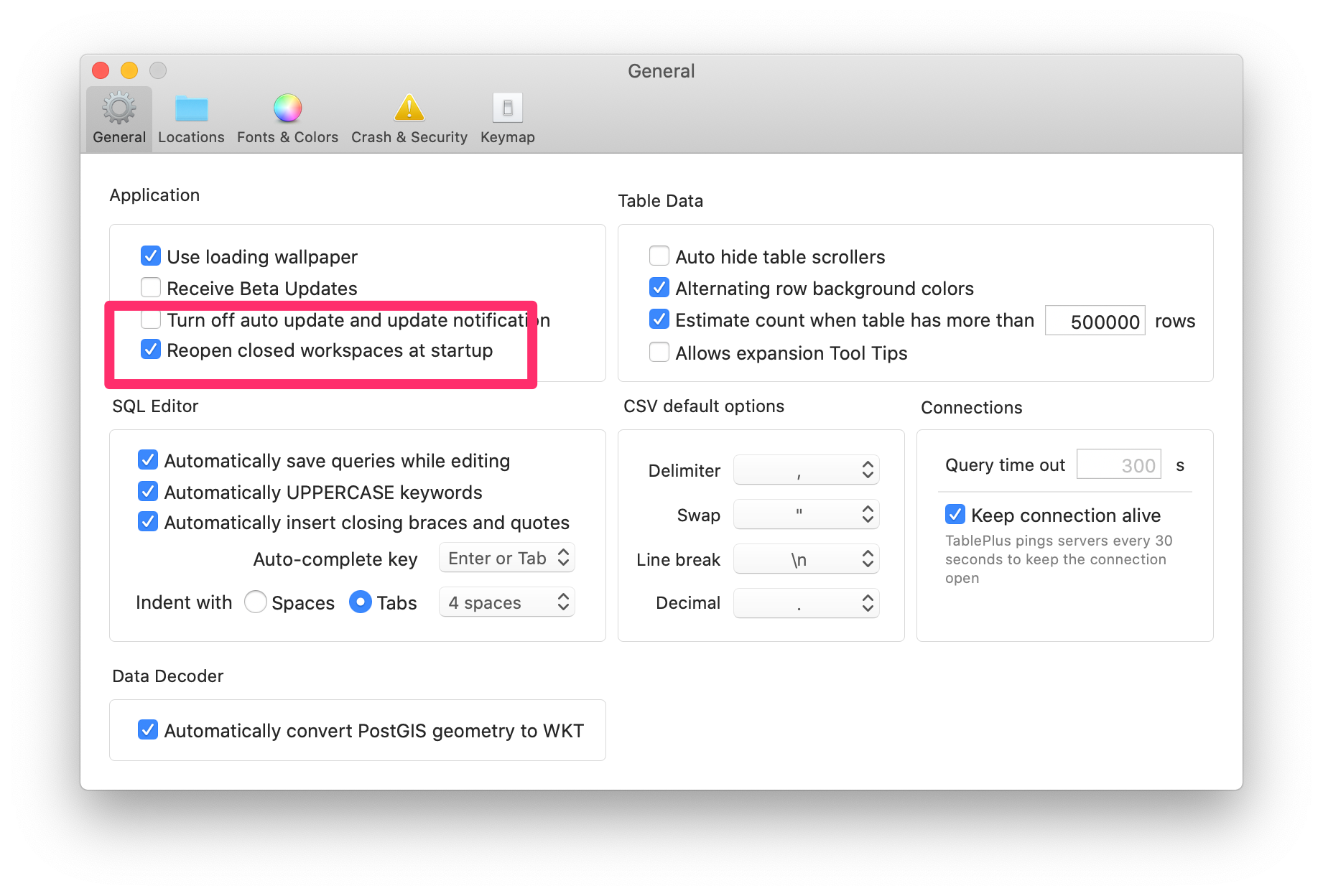 Retain windows and connections between launches · Issue #2284 · TablePlus/TablePlus · GitHub