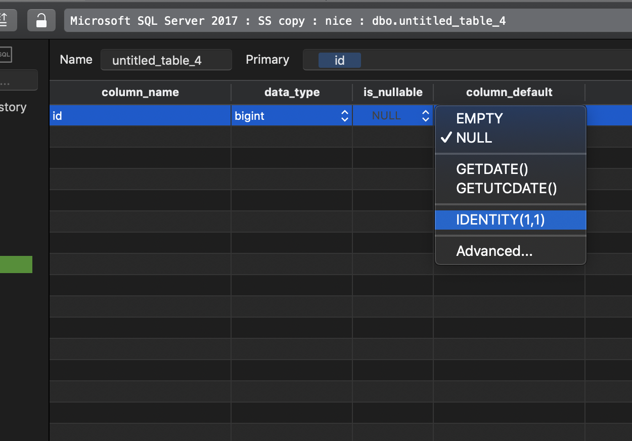 Feature request: define primary with identity (SQL Server) · Issue #700 · TablePlus/TablePlus ...