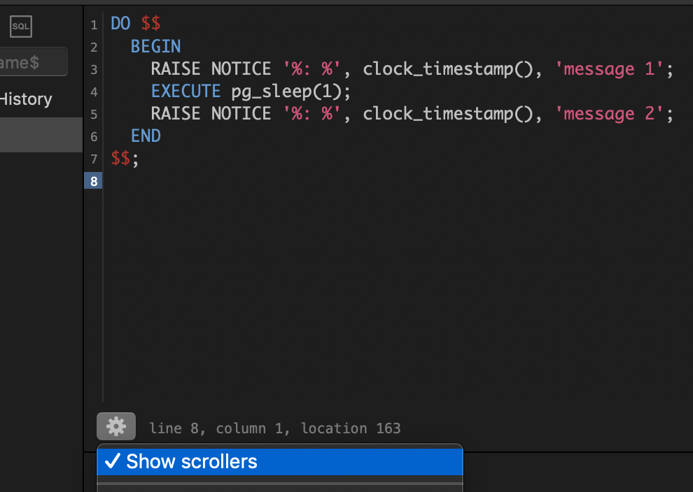 Minor UX feedback - scroll indicator in SQL query builder and text coloration view · Issue #890 ...