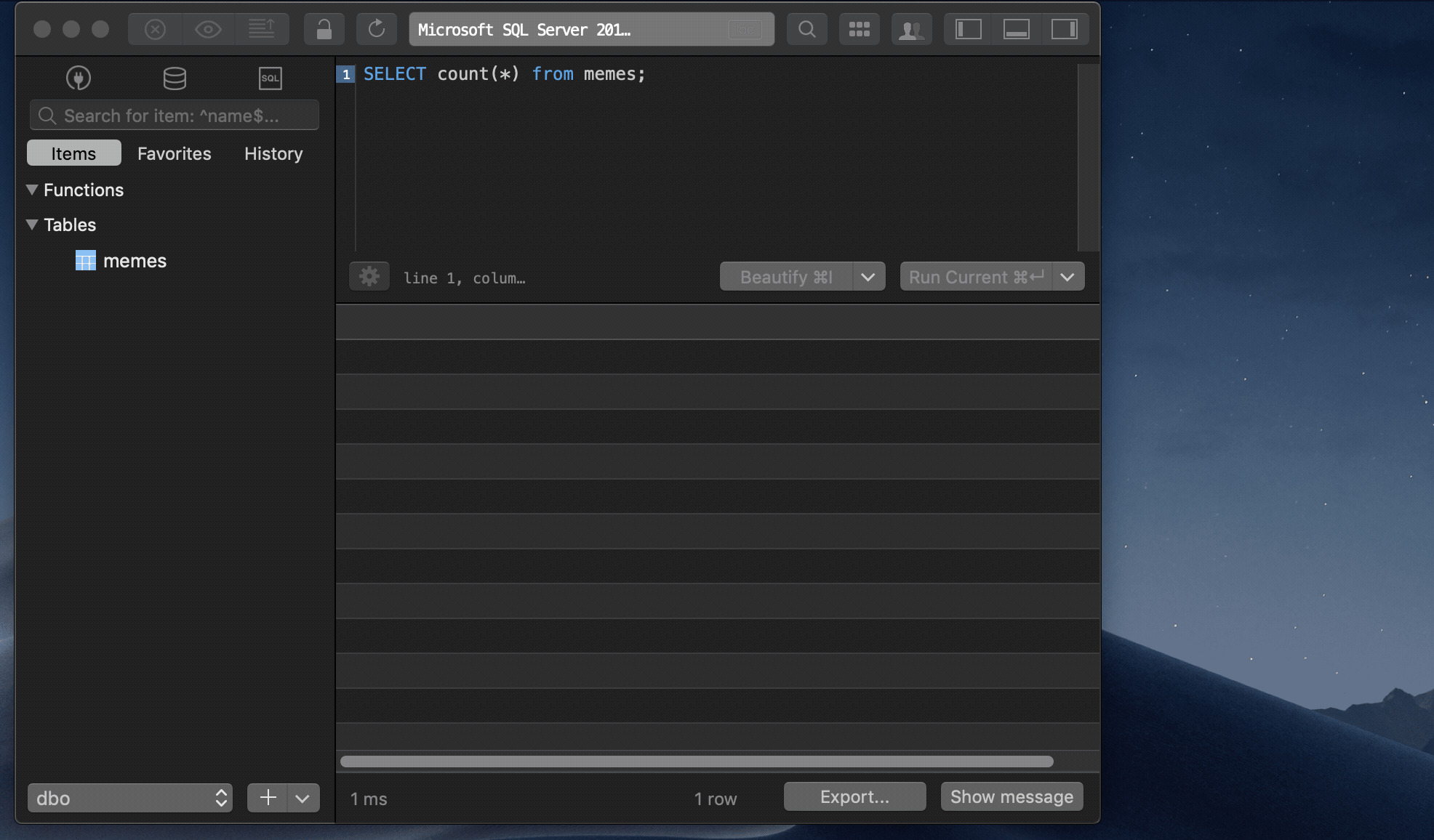 Select count(*) doesn't show results, just saying 1 row OK · Issue #1148 · TablePlus/TablePlus ...