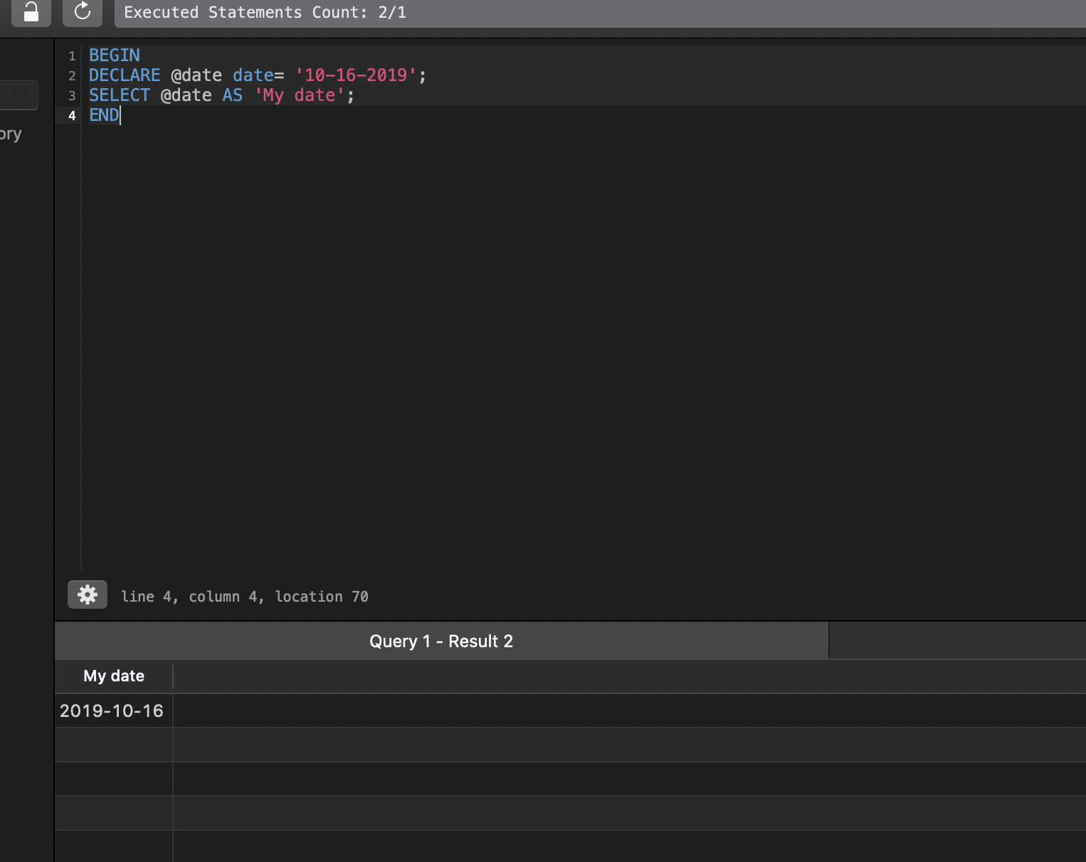 Problem with SQL server semi-colon ending DECLARE statement · Issue #1488 · TablePlus/TablePlus ...