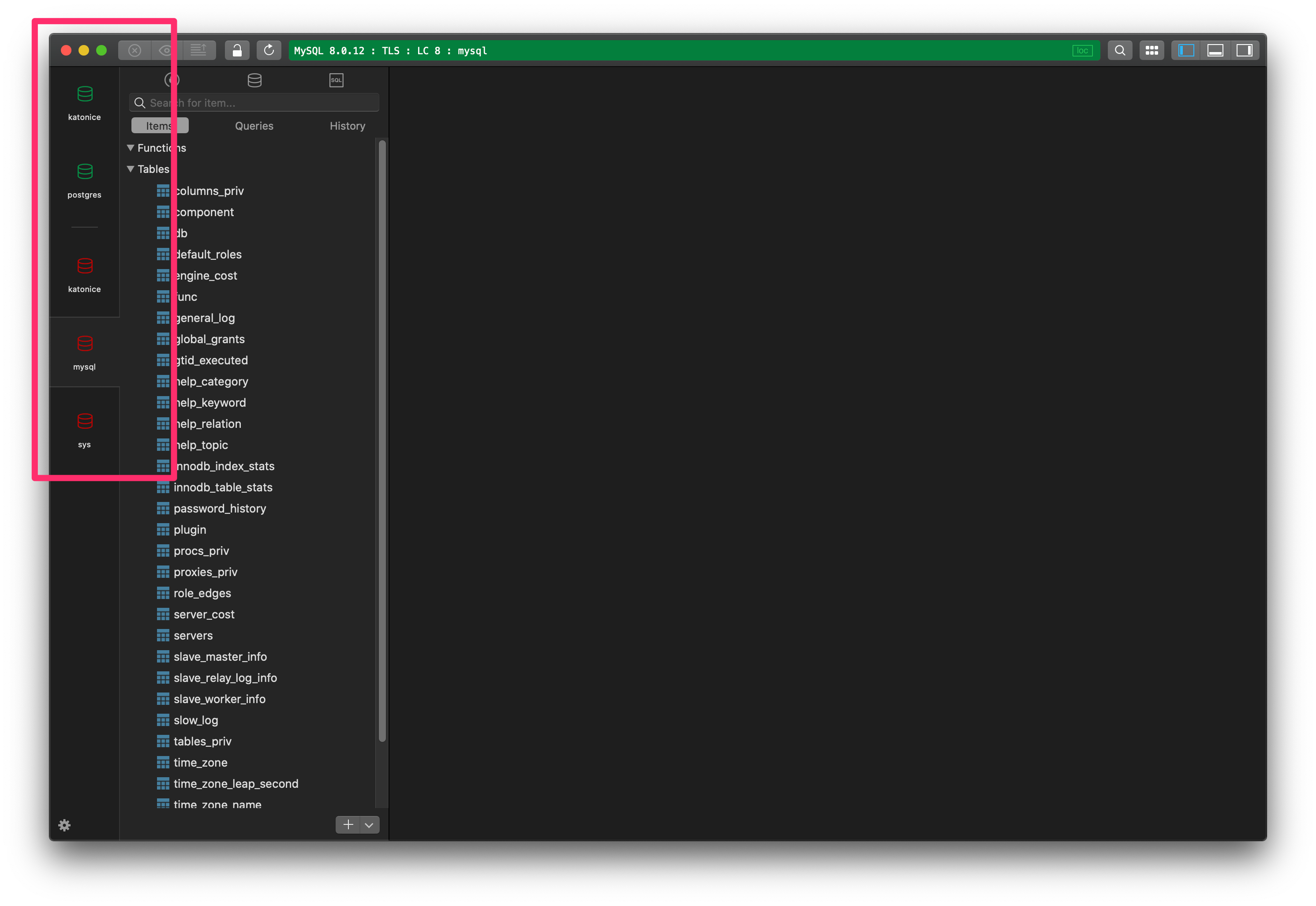 Feature Request: have the database navigator pane show all database servers, databases, and ...