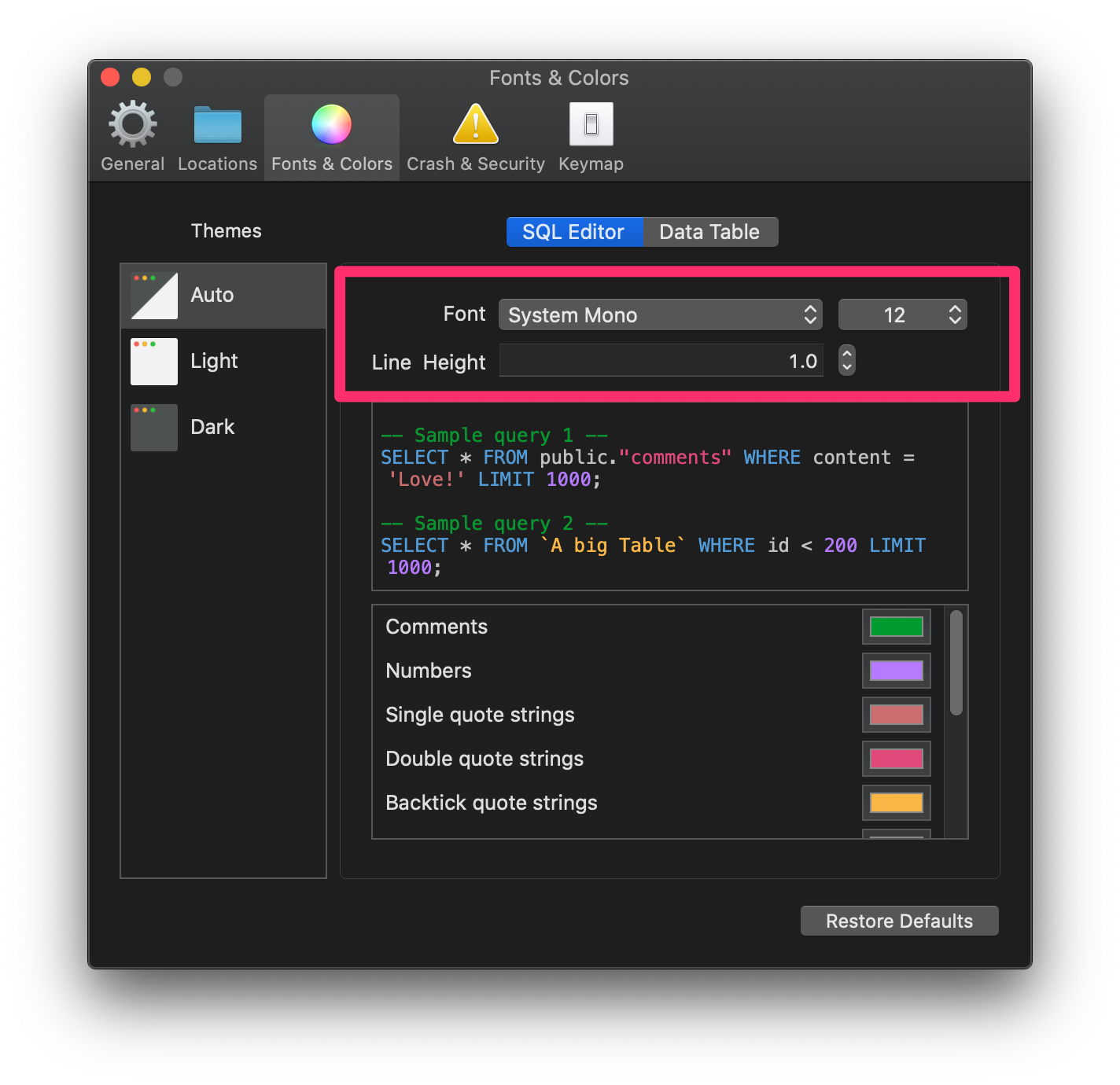 [feature request] adjust line height in sql editor · Issue #1146 · TablePlus/TablePlus · GitHub