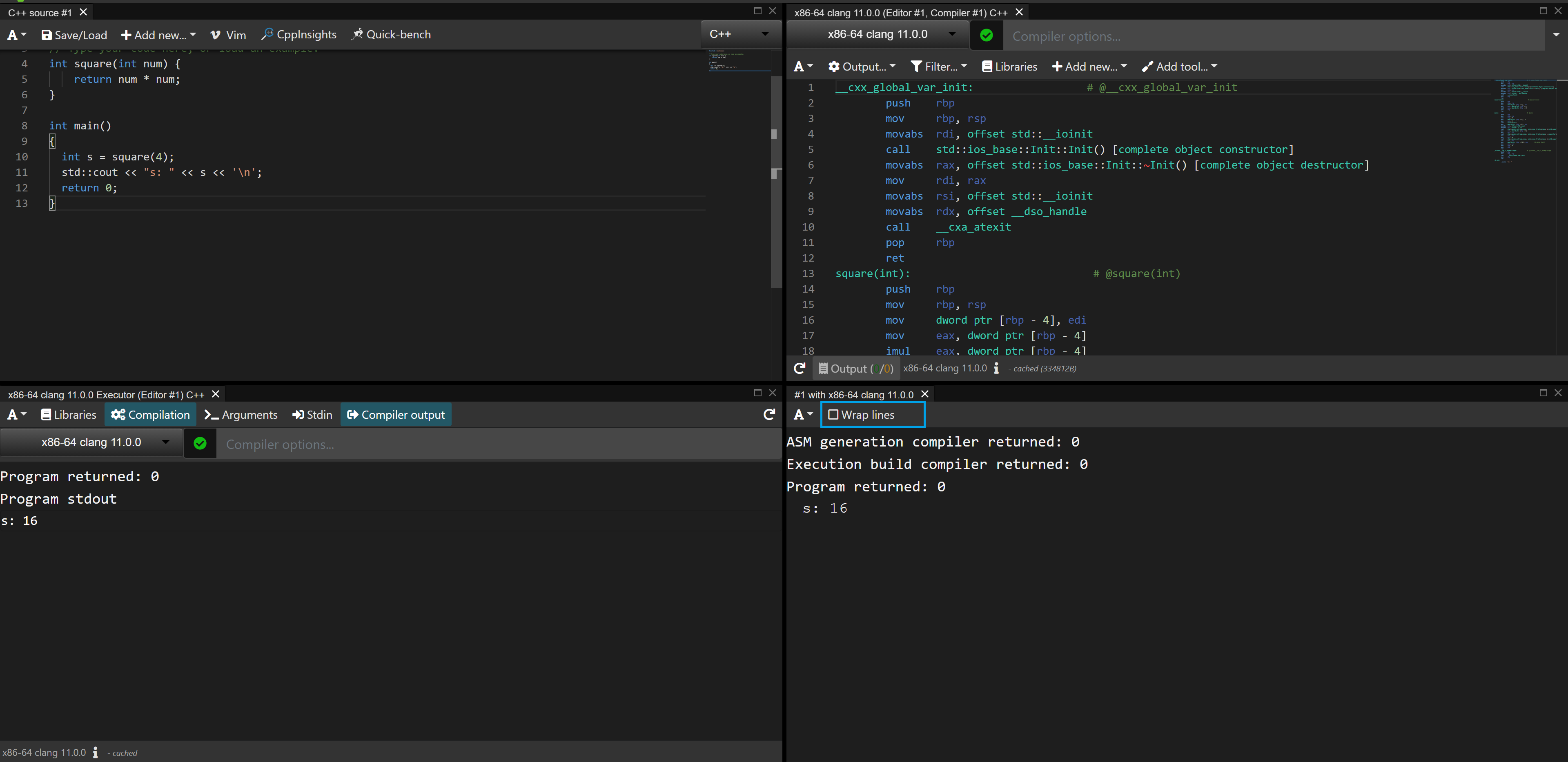 [REQUEST] Allow users to toggle text wrapping in "Execution Only" panel · Issue #2358 · compiler ...