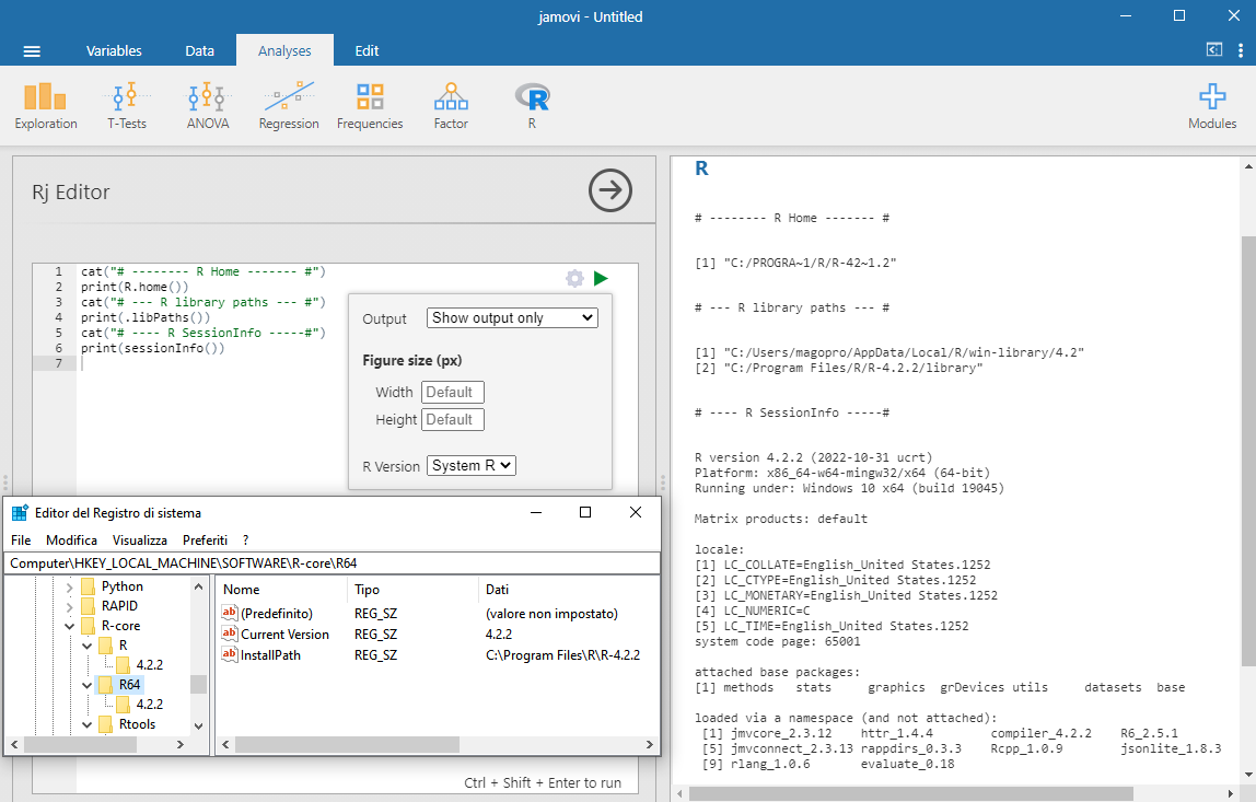 RJ Editor not working with system R option · Issue #1243 · jamovi ...