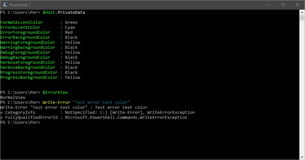 $ErrorView = 'NormalView' is not colorizing errors · Issue #16665 · PowerShell/PowerShell · GitHub
