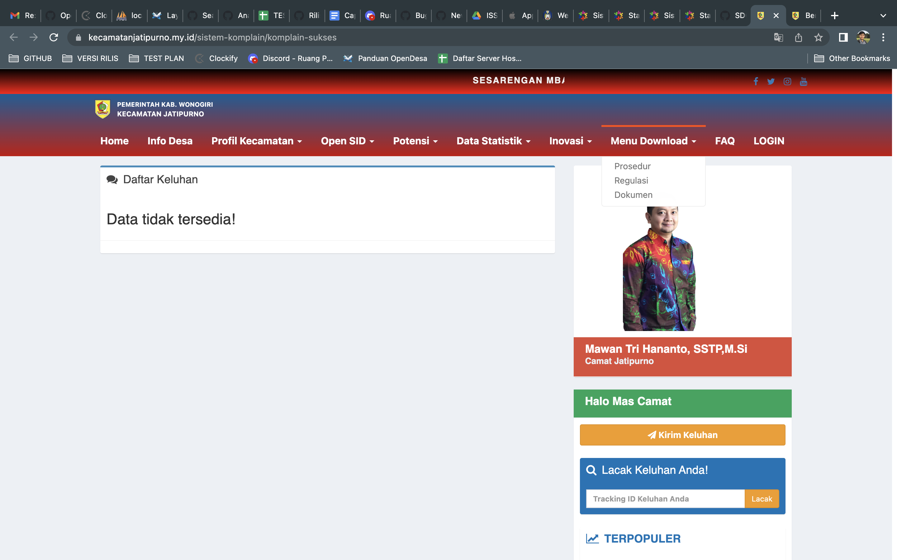 Daftar Keluhan tidak muncul khusus kecamatan kecamatanjatipurno.my.id · Issue #486 · OpenSID ...
