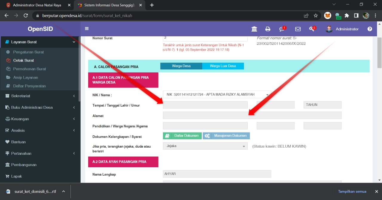 Bug/error: Keterangan Untuk Nikah (N-1 s/d N-7) data warga tidak muncul · Issue #5592 · OpenSID ...