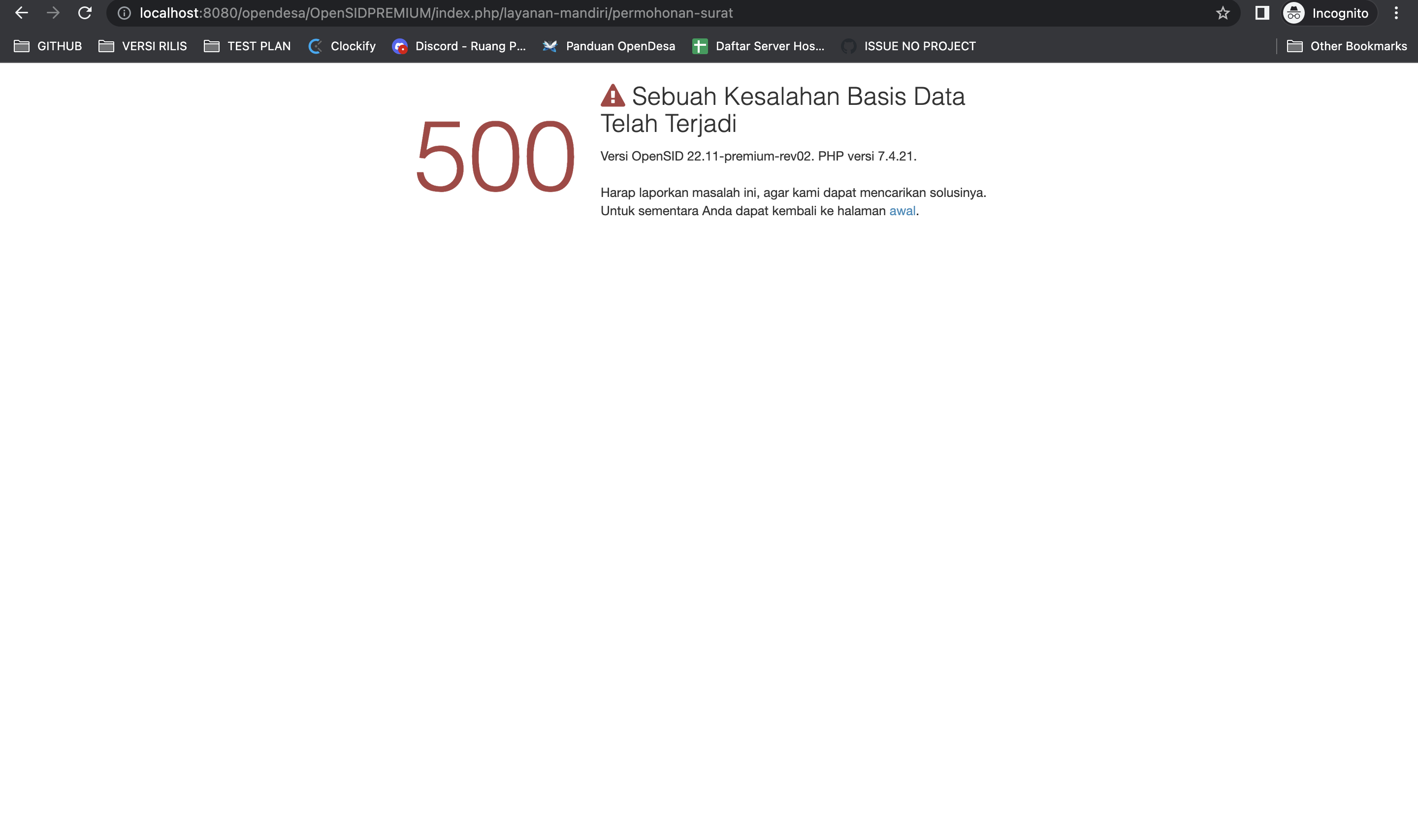 Bugerror Setelah Login Layanan Mandiri Error 500 · Issue 5992 