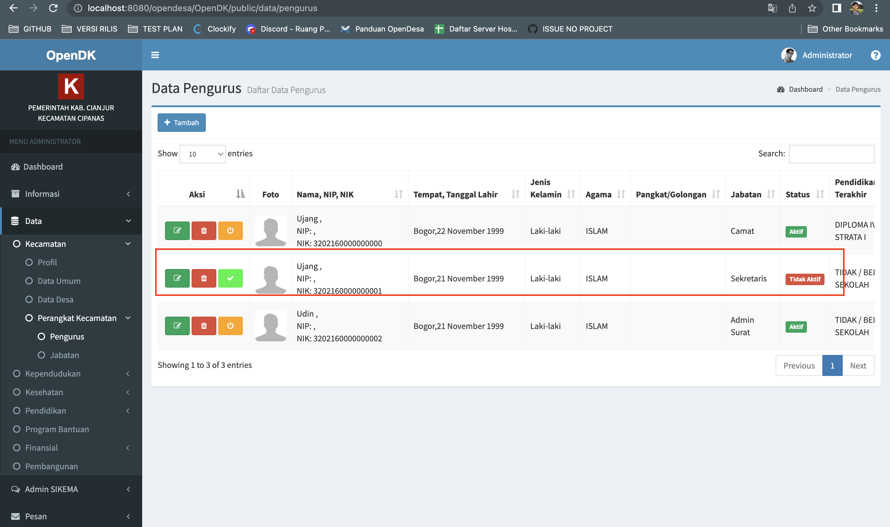 pengurus ber status tidak aktif, tetapi bisa dibuatkan akun · Issue #543 · OpenSID/OpenDK · GitHub
