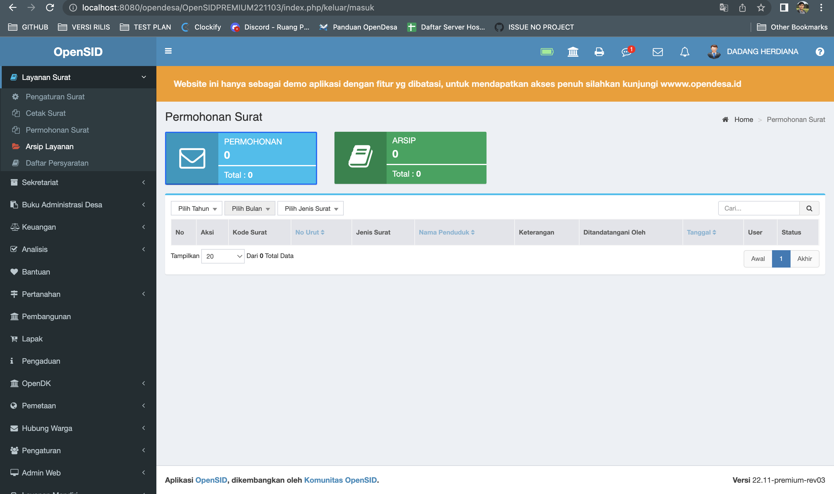Bugerror Arsip Layanan Surat Tidak Muncul · Issue 6033 · Opensidopensid · Github 