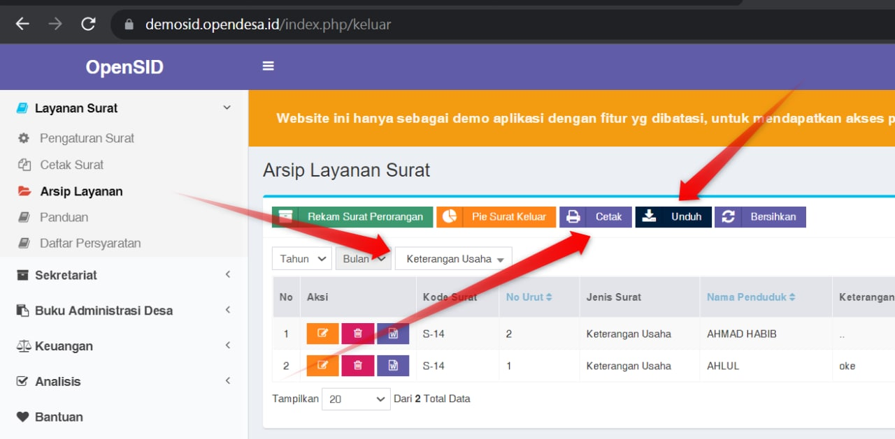Bug/error: perubahan pada arsip layanan surat · Issue #6130 · OpenSID/OpenSID · GitHub